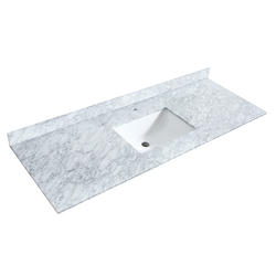 Wyndham Collection® Strada 60"W x 22"D White Vanity and White Carrara ...