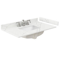 Wyndham Collection® Deborah 36"W x 22"D White Vanity and Giotto Quartz ...
