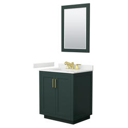 Wyndham Collection® Miranda 30"W x 22"D Green Vanity and White Quartz ...