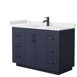 Wyndham Collection® Miranda 48"W x 22"D Dark Blue Vanity and White ...