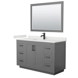 Wyndham Collection® Miranda 54"W x 22"D Dark Gray Vanity and White ...
