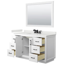 Wyndham Collection® Miranda 54"W x 22"D White Vanity and White Quartz ...