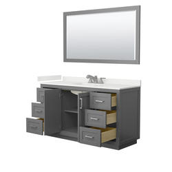 Wyndham Collection® Miranda 60"W x 22"D Dark Gray Vanity and White ...