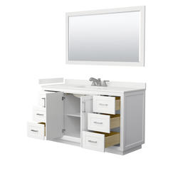 Wyndham Collection® Miranda 60"W x 22"D White Vanity and White Quartz ...