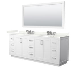 Wyndham Collection® Miranda 84"W x 22"D White Vanity and Giotto Quartz ...