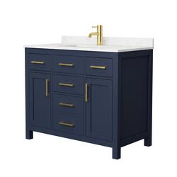 Wyndham Collection® Beckett 42"W x 22"D Dark Blue Vanity and Carrara ...