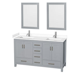Wyndham Collection® Sheffield 60"W x 22"D Gray Vanity and White ...