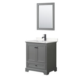 Wyndham Collection® Deborah 30"W x 22"D Dark Gray Vanity and Carrara ...