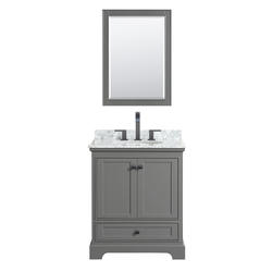 Wyndham Collection® Deborah 30"W x 22"D Dark Gray Vanity and White ...