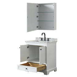 Wyndham Collection® Deborah 30"W x 22"D White Vanity and White Carrara ...