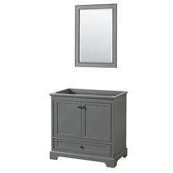 Wyndham Collection® Deborah 35-1/4"W x 21-1/2"D Dark Gray Bathroom ...