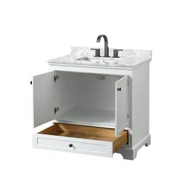 Wyndham Collection® Deborah 36"W x 22"D White Vanity and White Carrara ...