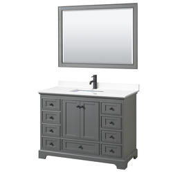 Wyndham Collection® Deborah 48"W x 22"D Dark Gray Vanity and White ...