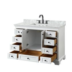 Wyndham Collection® Deborah 48"W x 22"D White Vanity and White Carrara ...