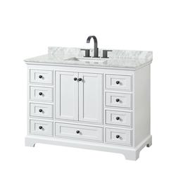Wyndham Collection® Deborah 48"W x 22"D White Vanity and White Carrara ...