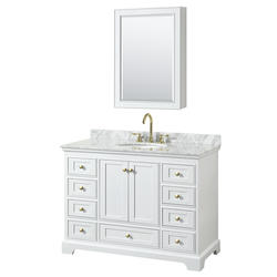 Wyndham Collection® Deborah 48"W x 22"D White Vanity and White Carrara ...