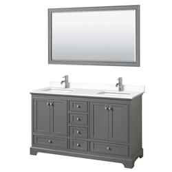 Wyndham Collection® Deborah 60"W x 22"D Dark Gray Vanity and White ...