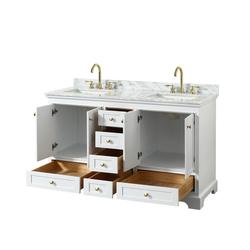 Wyndham Collection® Deborah 60"W x 22"D White Vanity and White Carrara ...