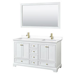 Wyndham Collection® Deborah 60"W x 22"D White Vanity and White Cultured ...