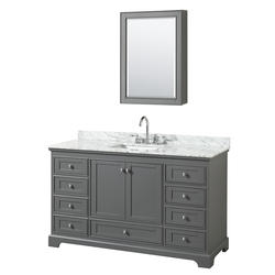 Wyndham Collection® Deborah 60"W x 22"D Dark Gray Vanity and White ...