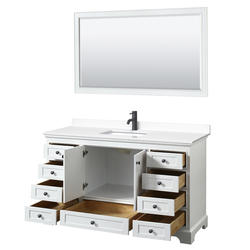 Wyndham Collection® Deborah 60"W x 22"D White Vanity and White Cultured ...