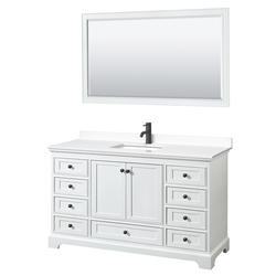 Wyndham Collection® Deborah 60"W x 22"D White Vanity and White Cultured ...
