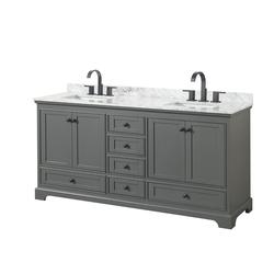 Wyndham Collection® Deborah 72"W x 22"D Dark Gray Vanity and White ...