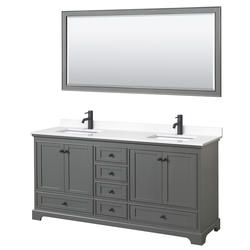 Wyndham Collection® Deborah 72"W x 22"D Dark Gray Vanity and White ...