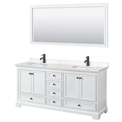 Wyndham Collection® Deborah 72"W x 22"D White Vanity and Carrara ...