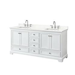 Wyndham Collection® Deborah 72"W x 22"D White Vanity and Giotto Quartz ...