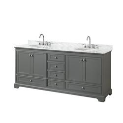 Wyndham Collection® Deborah 80"W x 22"D Dark Gray Vanity and White ...