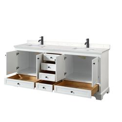 Wyndham Collection® Deborah 80"W x 22"D White Vanity and Carrara ...