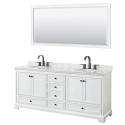 Wyndham Collection® Deborah 80"W x 22"D White Vanity and White Carrara ...