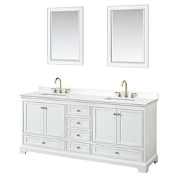 Wyndham Collection® Deborah 80"W x 22"D White Vanity and White Quartz ...