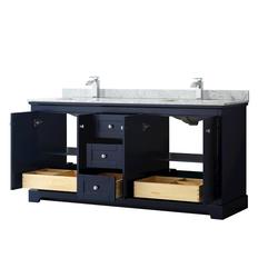 Wyndham Collection® Avery 72"W x 22"D Dark Blue Vanity and White ...