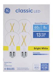 GE® 60 Watt Equivalent Clear Dimmable A19 E26 Bright White LED Light ...