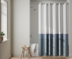 Zenna Home® Color Block Stripe Blue Fabric 71"W x 74"H InstaCurtain ...