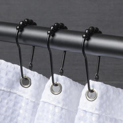 Zenna Home® Rustproof Matte Black Hinged Roller Shower Curtain Rings ...