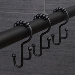 Zenna Home® Rustproof Matte Black Double Roller Shower Hooks - 12 Count ...