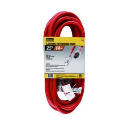 Smart Electrician® 25' 14/3 Medium-Duty Red Locking Outdoor Extension ...
