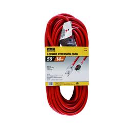 Smart Electrician® 50' 14/3 Medium-Duty Red Locking Outdoor Extension ...