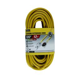 Smart Electrician® 100' 12/3 Heavy-Duty Yellow Locking Outdoor ...