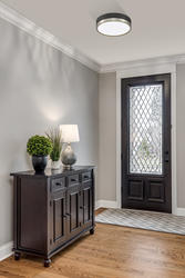 Z-Lite Algar 12" Matte Black & Brushed Nickel LED Flush Mount Ceiling ...