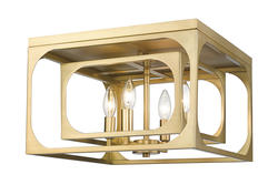 Z-Lite Easton 15"W Rubbed Brass 4-Light Flush Mount Ceiling Light at ...