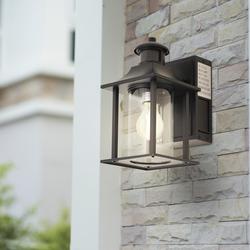 Patriot Lighting® Vinny Matte Black Motion Sensor Outdoor Wall Light at ...