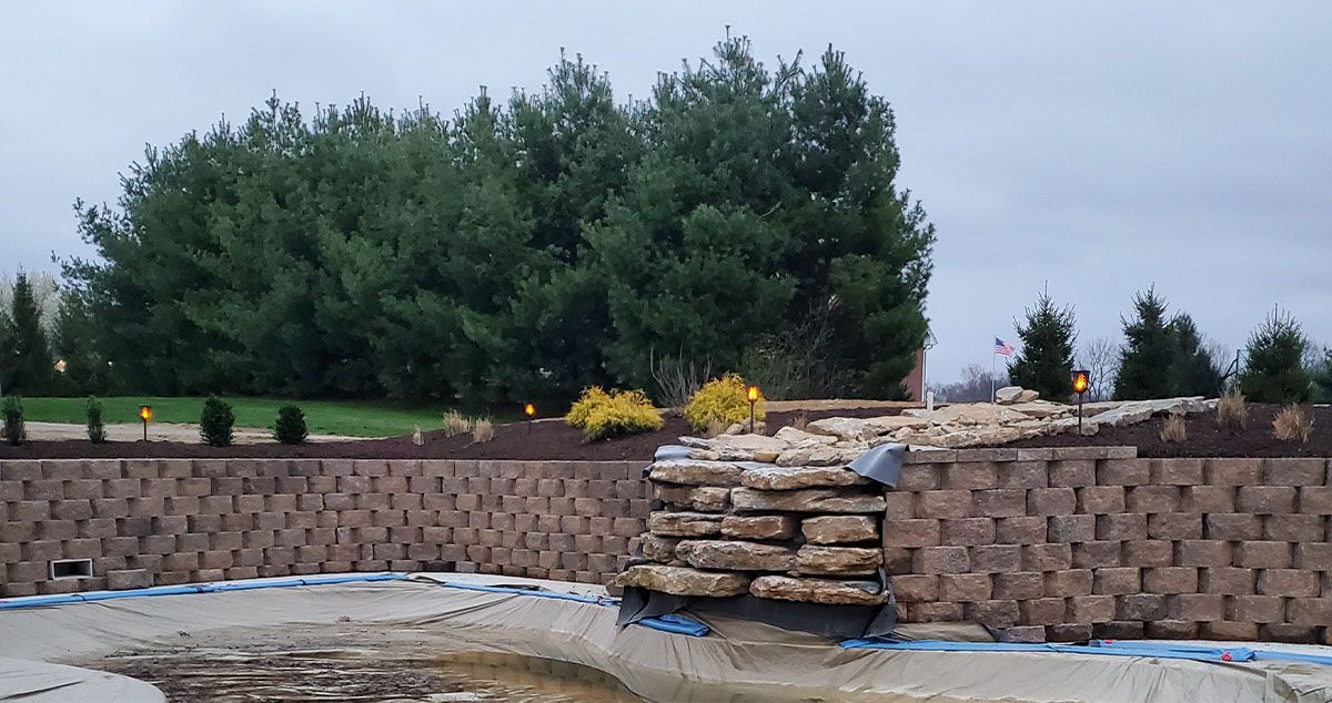 Pool Retaining Wall & Waterfall - Project by Donna at Menards®
