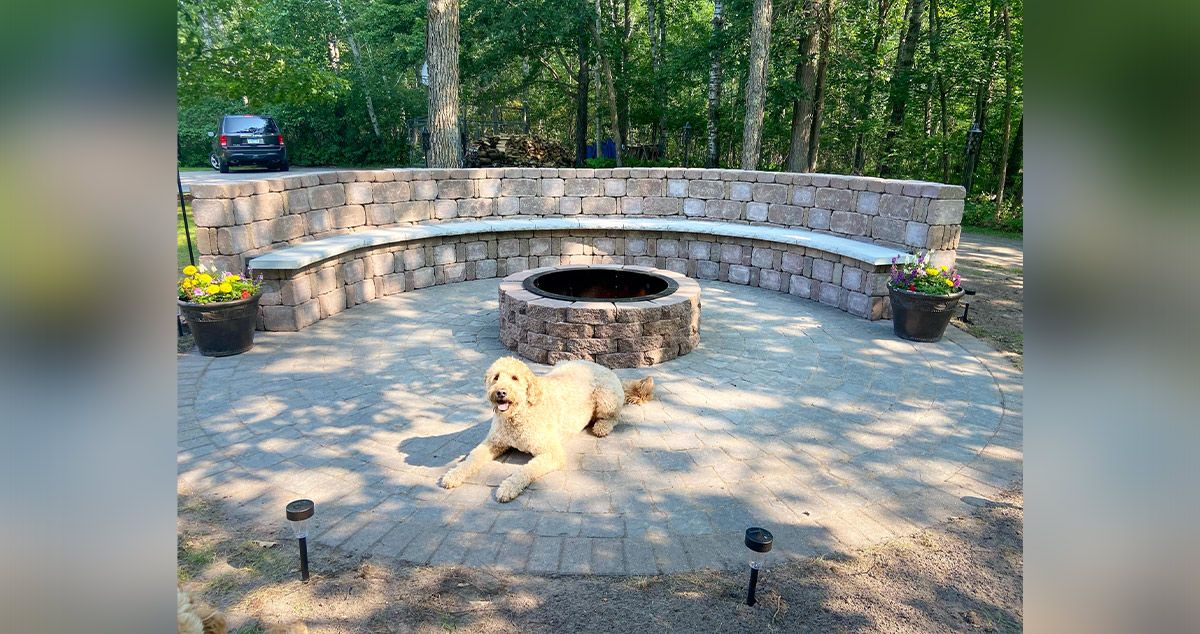 Patio Fire Pit with Oaklyn Bench - Project by Drew at Menards®