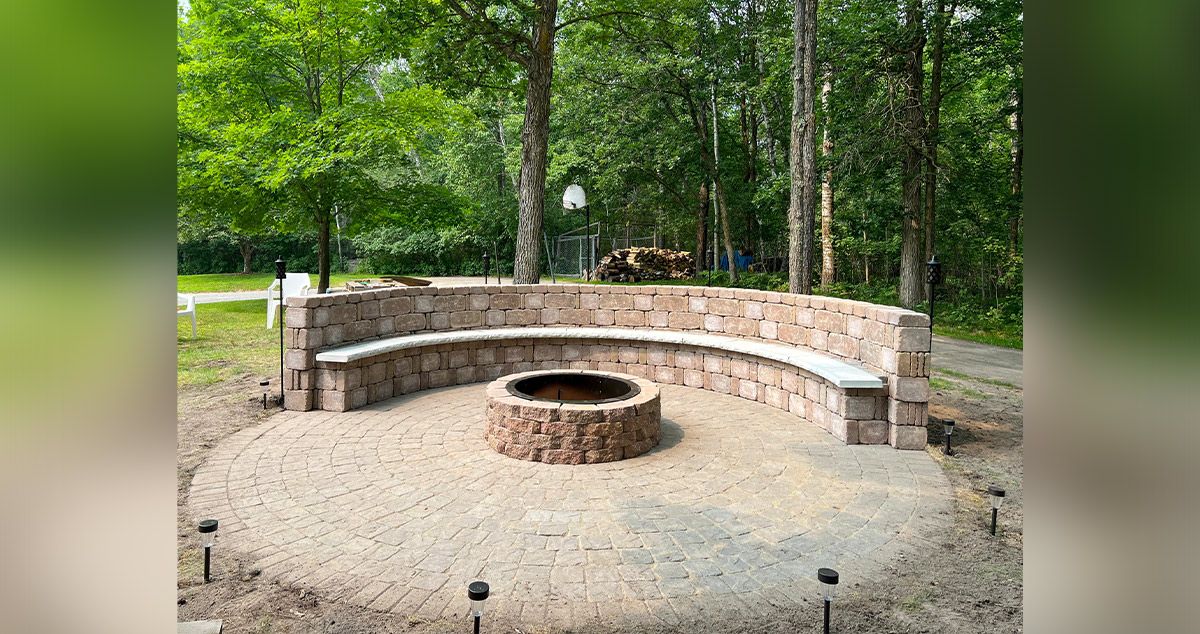 Patio Fire Pit with Oaklyn Bench - Project by Drew at Menards®