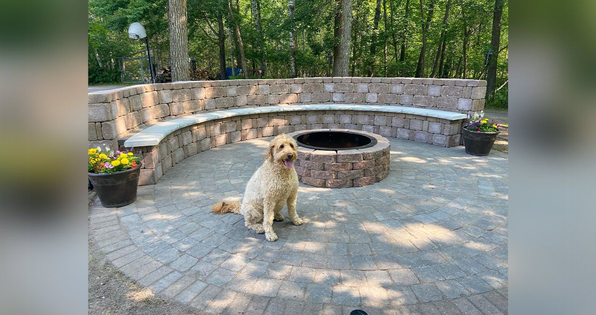 Patio Fire Pit with Oaklyn Bench - Project by Drew at Menards®