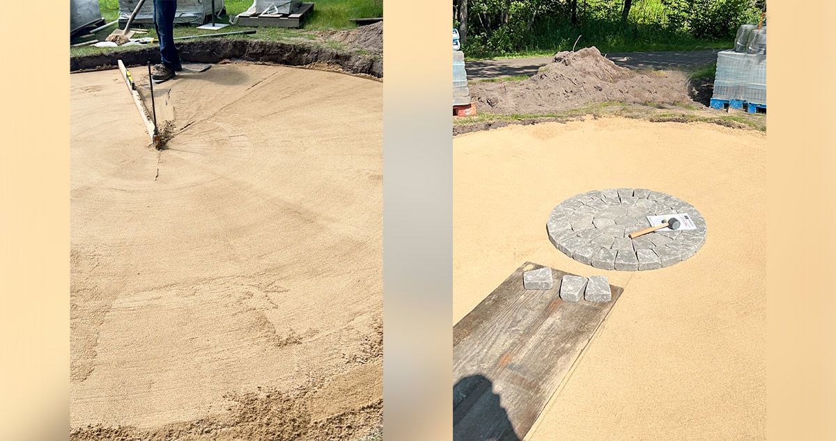 Patio Fire Pit with Oaklyn Bench - Project by Drew at Menards®